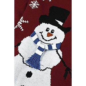 Pink Queen Women Oversize Turtleneck Santa Snowman Christmas Pullover Sweater Dress L Wine Red