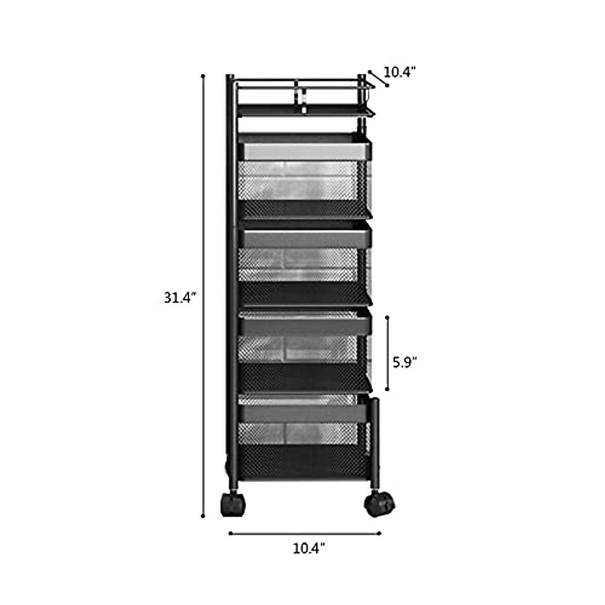 LOYALHEARTDY Rotating Multi-Layer Kitchen Storage Shelf,Fruit Vegetable Storage Basket，Floor-Standing Rolling Vertical Shelving，Multifunctional Household Shelf for Bedroom, Bathroom(US Stock)