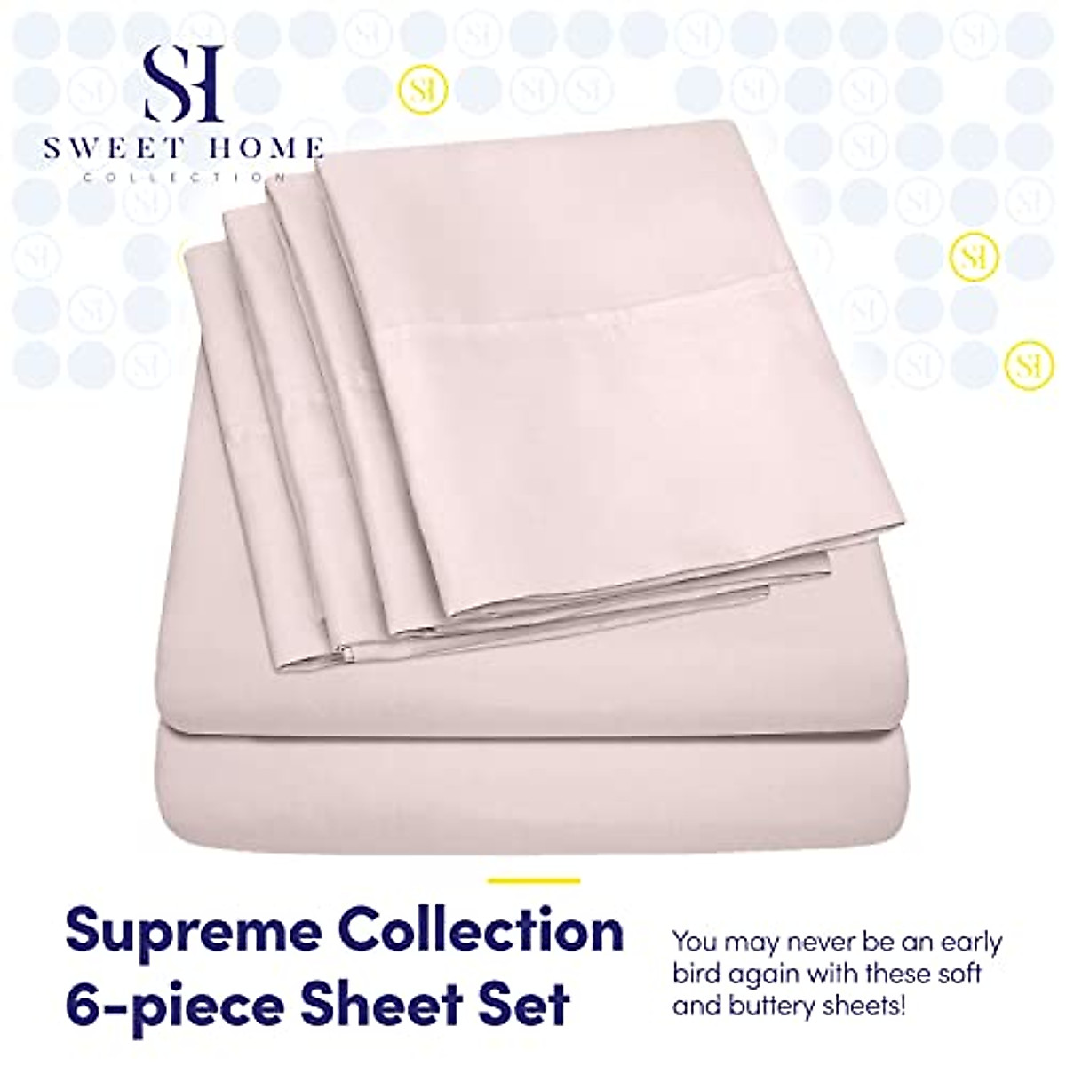 Queen Sheets Pale Pink - 6 Piece 1500 Supreme Collection Fine Brushed Microfiber Deep Pocket Queen Sheet Set Bedding - 2 Extra Pillow Cases, Great Value, Queen, Pale Pink