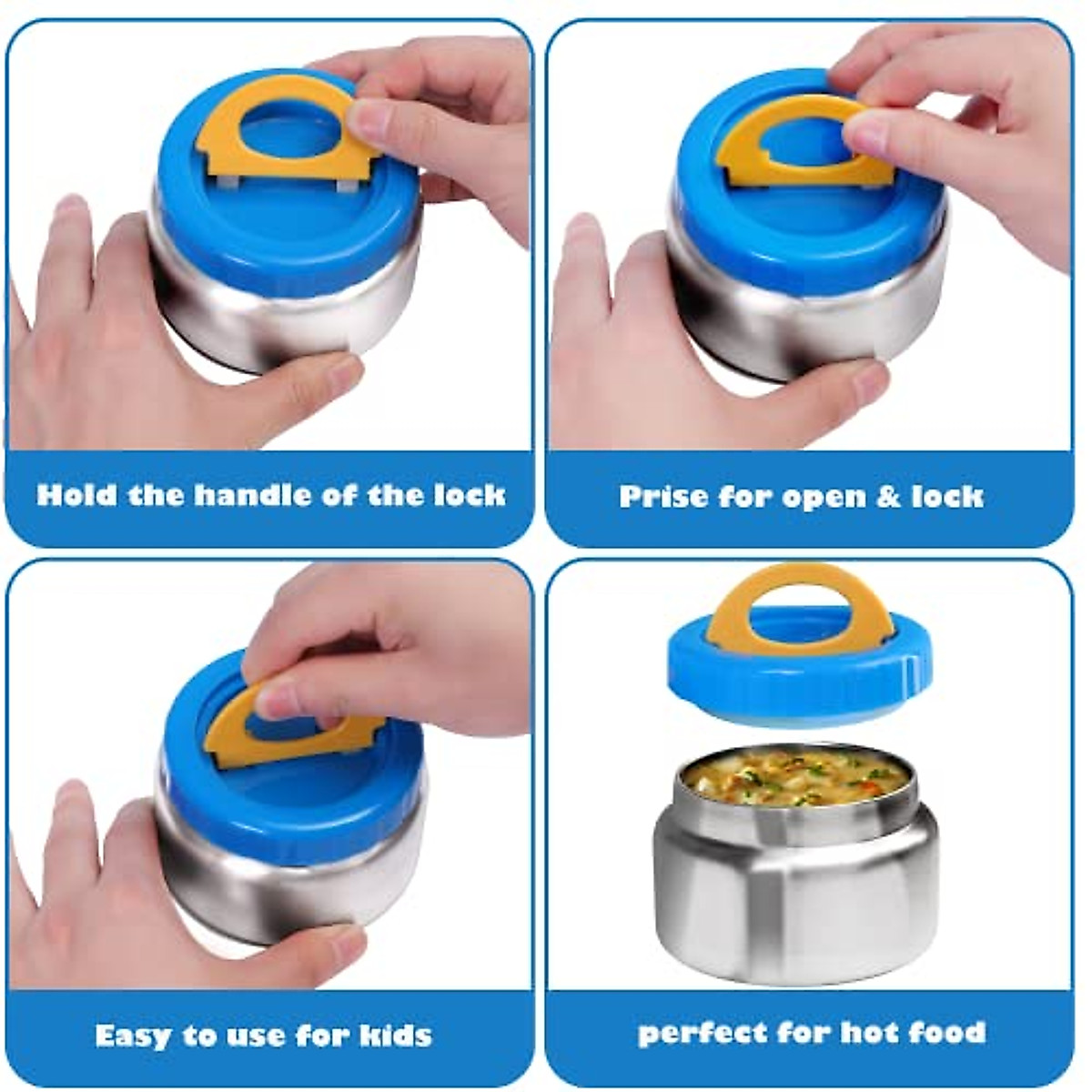 CocoMeiwei Thermos for Hot Food Kids, Insulated Container for Cold Drinks 8 oz, Stainless Steel Wide Mouth Lunch Soup Thermos for School With Silicone Bendable Spoon, Vacuum Leak-Proof Food Jar