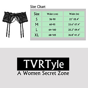 TVRtyle Black Women's Lace Eyelash Metal Clips Sexy Garter Belts for Stockings S515 (Black, Medium)