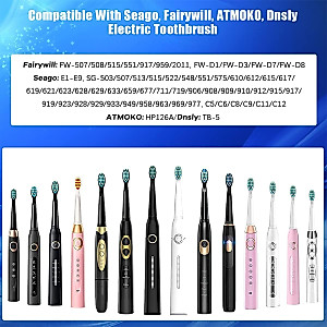 10 Pack Toothbrush Replacement Heads Compatible with Fairywill FW-507/508/515/551/917/959/2011, FW-D1/FW-D3/FW-D7/FW-D8, Most SG Series, HP126A, TB-5 Medium Soft Bristles Brush