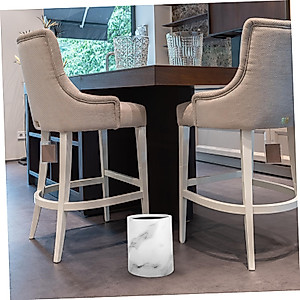 STOBAZA Marble Pattern Trash Can 8L Plastic Wastebasket Large Garbage Bin Decorative Rubbish Can Wastepaper Container Bin for Bedroom Home Office White