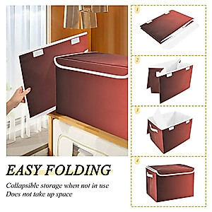 innewgogo Black Red Gradient Storage Bins with Lids for Organizing Foldable Storage Box With Lid with Handles Oxford Cloth Storage Cube Box for Toys