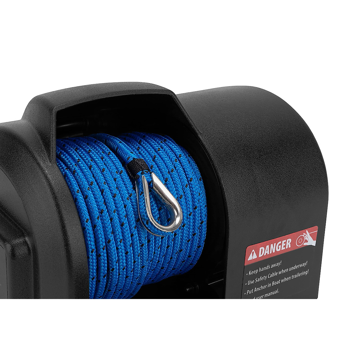 Camco TRAC Outdoors Pontoon 35-G3 Electric Anchor Winch | Features a High-Efficiency, 12-Volt DC, All Steel Gear Motor and 100-feet of Pre-Wound Double-Braid Anchor Rope | (69003)