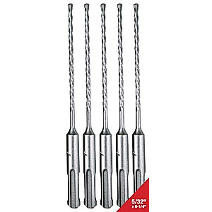 Makita 5 Pack - SDS-Plus 5/32” Drill Bits for SDS+ Rotary Hammers - 4" Deep Drilling Into Concrete & Masonry