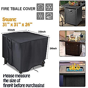 Rilime Fire Pit Cover, 31 Inch Square Firepit Covers 30x30 for Outdoor Gas Fireplace, Fire Pit Table Covers Square - 31 X 31 X24 Inch