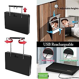 UHdod 5 Way Mirror for Hair Cutting with LED Light, 360° Barber Mirrors with Adjustable Height Brackets, Makeup Mirror for Self Cut, Shaving, Grooming, Good Gifts for Men Women