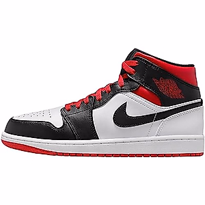 Jordan Mens Air 1 Mid Gym Red Black Toe - White/Gym Red-Black - Size 13