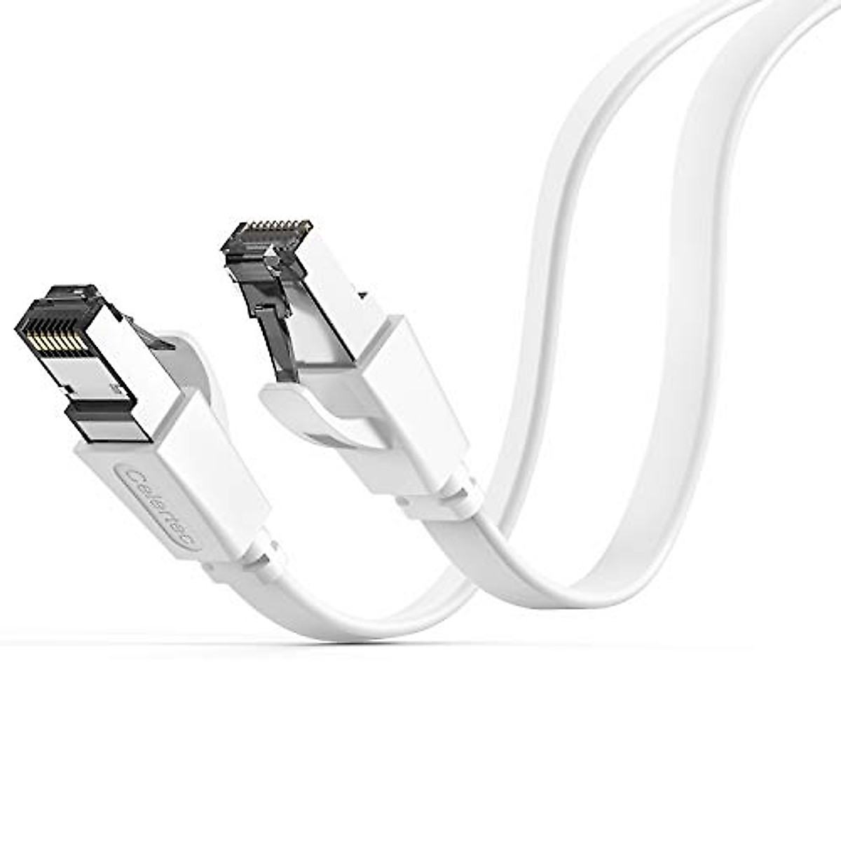 CAT8 Ethernet Cable, 10ft, Cat 8 Flat Patch Cable with RJ45 Connector,25/40Gbps 2000MHz Gigabit Ethernet LAN Cable, U/FTP, Indoor& Outdoor, Compatible with Laptop, Switch, Router, PS5, PS4