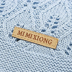 mimixiong 100% Cotton Baby Blanket Knit Cellular Toddler Blankets for Newbron Baby Light Blue 40x30 Inch