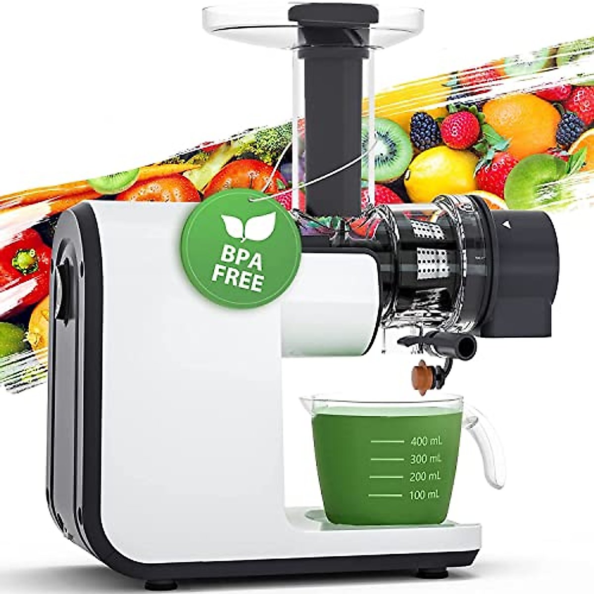 Aeitto Cold Press Juicer, BPA Free Slow Juicer, Easy to Clean, Juicer Machines with Quiet Motor & Reverse Function, Masticating Juicer for Vegetable and Fruit