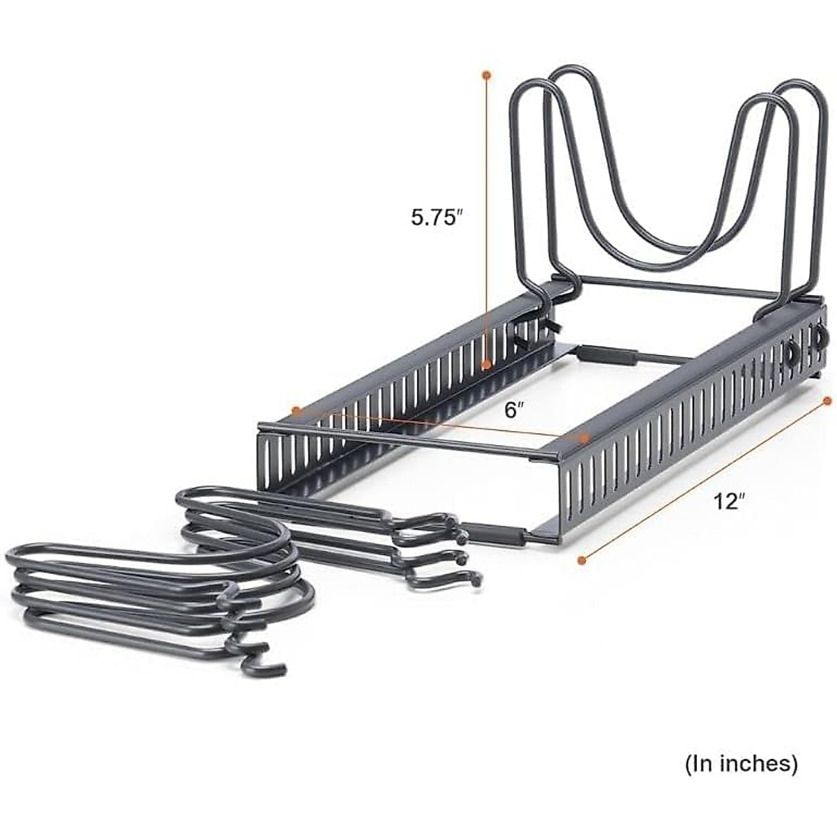 Better Things Home Pot Lid Organizer for Cabinet with 6 Adjustable Dividers - Anti-Scratch Padding - Bakeware, Cookware – Perfect for Kitchen Organization (Dark Grey)
