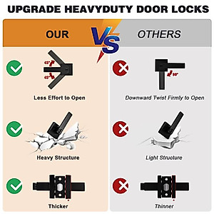 Probrico 6 Pack Matte Black Door Handles Heavy Duty Flat Square Privacy Interior Door Levers for Bedroom & Bathroom, Keyless Interior Handles for Left &Right Handled Doors