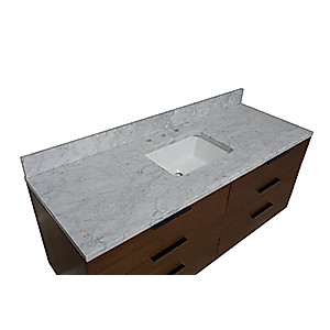 Kitchen Bath Collection Oslo 60-inch Floating Single Bathroom Vanity (Carrara/Walnut): Includes Walnut Cabinet with Authentic Italian Carrara Marble Countertop and White Ceramic Sink