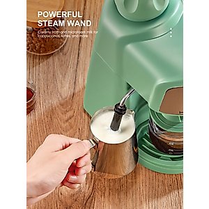 Ihomekee Espresso Machine, 3.5Bar Espresso and Cappuccino Machine with Fast Heating Function, 1-4 Cups Coffee Maker with Milk Frothing Function and Steam Wand (Green)