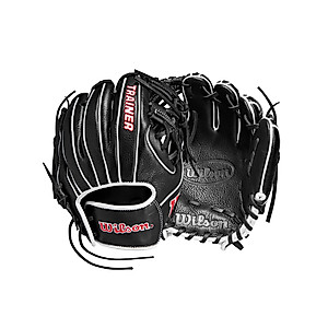 Wilson 27.5” Infield Pancake Training Baseball Glove - Right Hand Throw, Black/Red