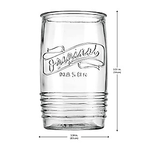 Glaver's Glass Tumbler Drinking Glasses Set of 4 – Genuine Artisan-Made Vintage Italian Original Mason – Elegant 20 Oz Clear Tumbler Glassware Set for Refreshing Drinks, Beverages, Iced Tea.