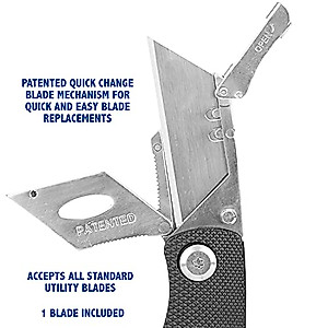 Sheffield 12613 Ultimate Lock Back Utility Knife, Folding, Box Cutter Knife, Carpet Knife, Drywall Cutter, and More, Quick-Change Blade, Back Lock Design, Black