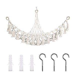 weiyuanhaoda Hanging Stuffed Animal Hammock，Stuffed Animal Net Or Hammock，Handmade Stuff Animal Organizer Storage With Boho Macrame Style，Corner Toy Net For Stuffed Animals.