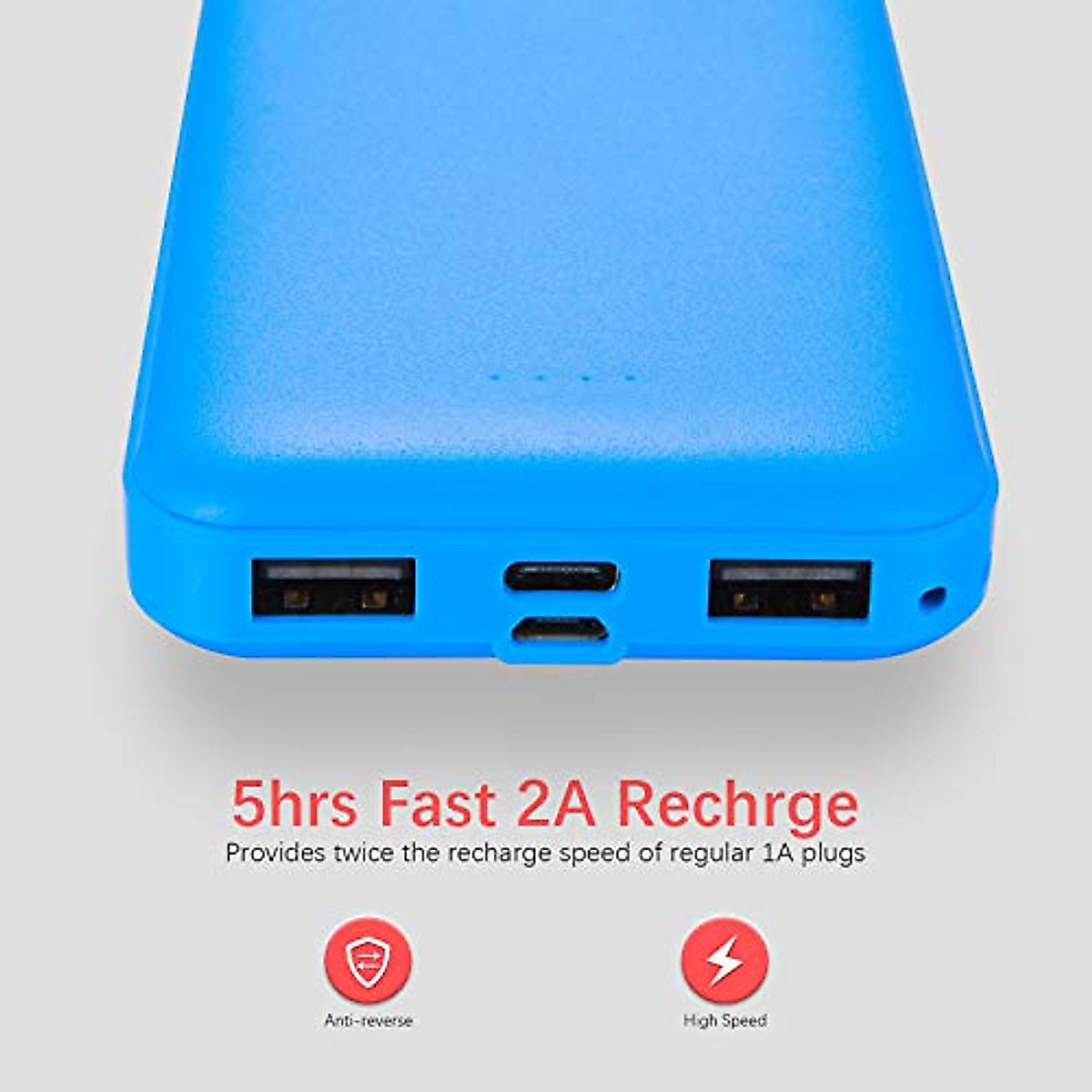 Miady 3-Pack 10000mAh Dual USB Portable Charger, Fast Charging Power Bank with USB C Input, Backup Charger for iPhone X, Galaxy S9, Pixel 3 and etc