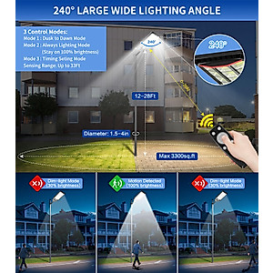 CEDIO Solar Street Lights Outdoor - Solar Parking Lot Lights and 16FT Street Light Pole, Solar Street Light with Pole