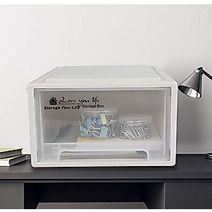 Rinboat 12 Quart Plastic Stacking Storage Drawer Unit Front Box, 1 Pack