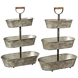 Creative Co-Op Metal 3 Tier Container with Wood Handle