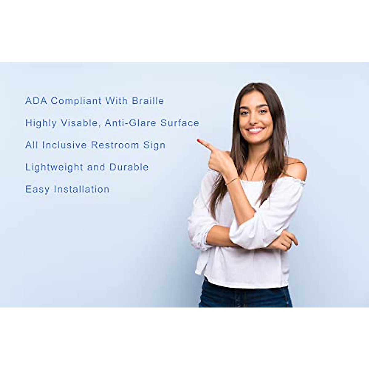 Kraken Bath Co. - ADA All Gender Restroom Sign with Braille and Adhesive - 9" x 6" - Self Adhesive Included - Easy To Hang Sign For Gender Neutral Restrooms