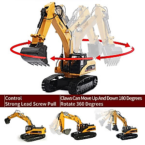 Huina RC Excavator for adults1580 Hobby Remote Control V4 Full Metal RC Excavator Adult huina 580 Construction Vehicle Professional Remote Control Tractor (Default)
