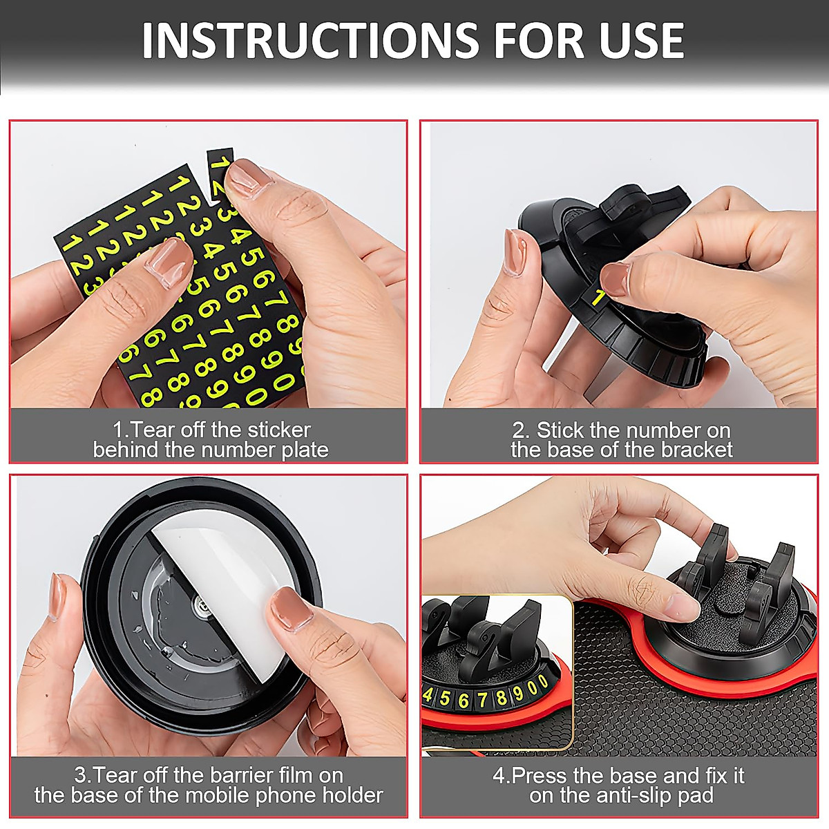 Rednow Portable Electronic Device Mount, Car Phone Holder with Honeycomb Mat, Universal Compatibility, Rotatable, 1 PC