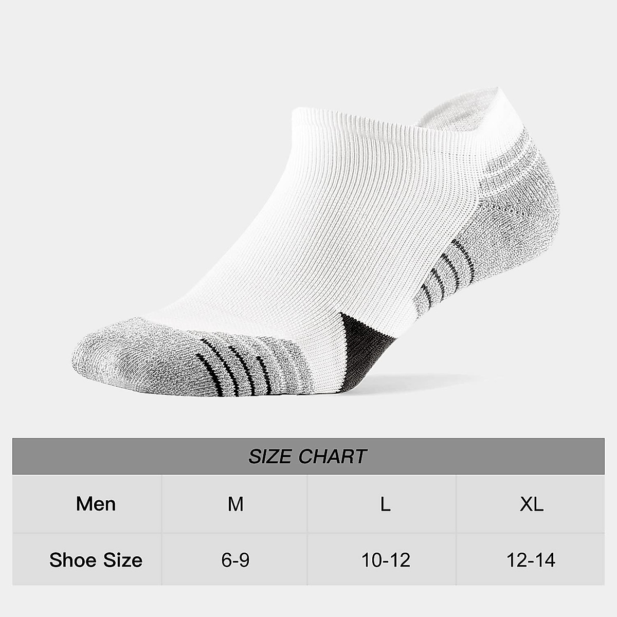 WANDER Men's Athletic Running Socks 7 Pairs Thick Cushion Ankle Socks for Men Sport Low Cut Socks 6-9/10-12 (7 Pairs White Grey, Shoe Size: 10-12)