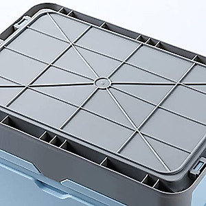 Collapsible Storage Bins with Lid&Handle Stackable Organizer Bins, Blue, 2 Pack