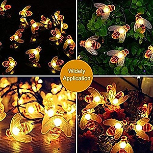 Oluote Solar Bee String Lights, 50LEDs 16ft/5M 8 Modes, Honeybee String Lights, Outdoor Honey Bee Fairy Lights for Garden Home Patio Lawn Party Holiday (16ft/5M, Warm White)