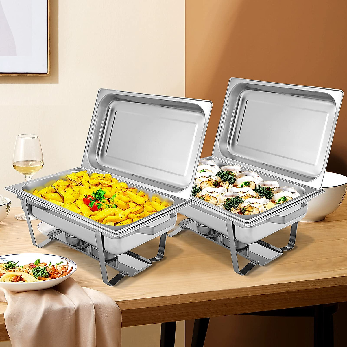 Happygrill 2 Pack Chafing Dish 9 Quart Chafing Dish High Grade Stainless Steel Chafer Dish Set