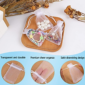 Dealglad 50Pcs White Organza Bags 3x4 Inch, Sheer Wedding Party Favor Bags with Drawstring, Jewelry Gift Bags Christmas Candy Pouches