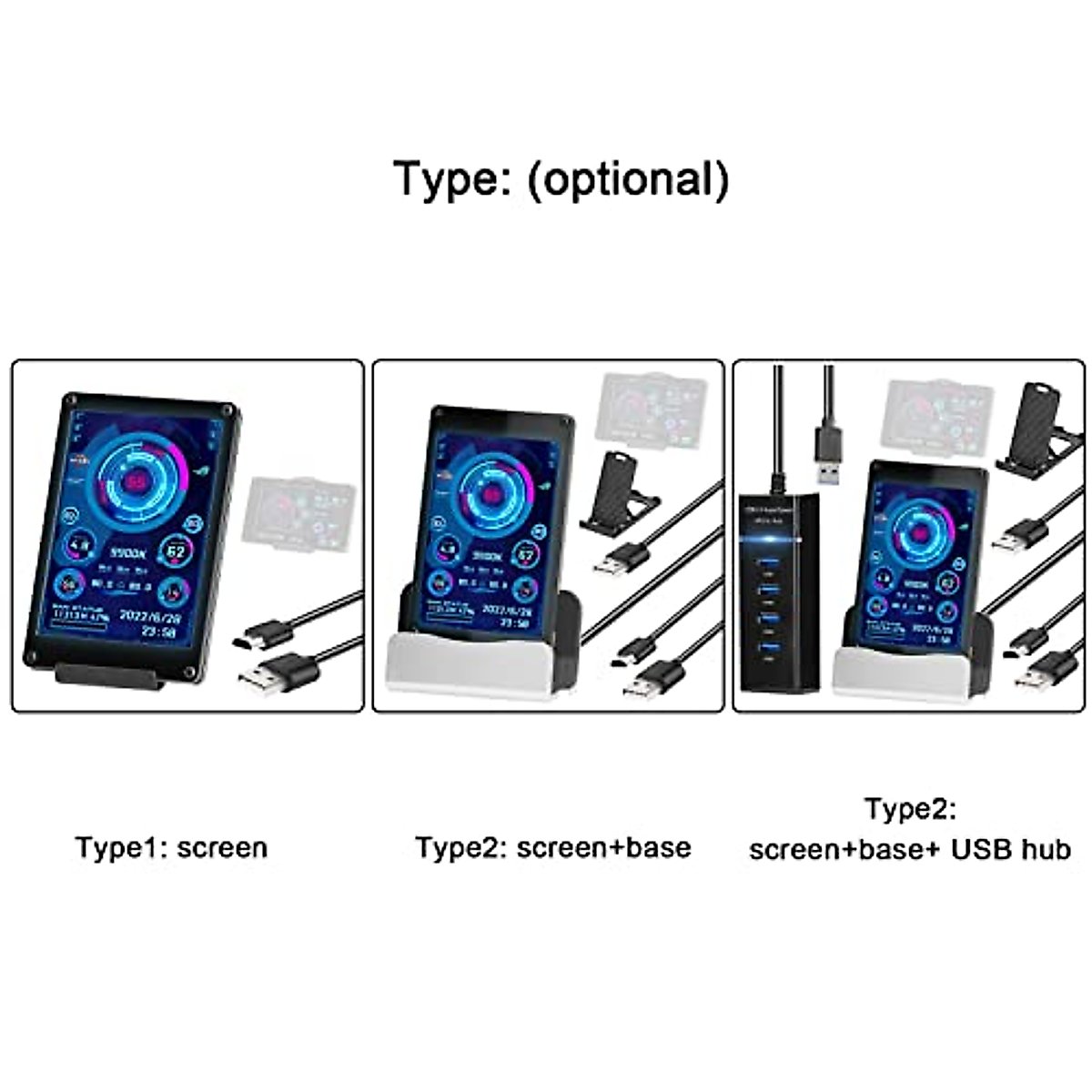 XIXIAN 3.5 Inch IPS LCD Monitor Display Computers Monitor CPU GPU Monitoring Sub-Screen Support Wins Linux System