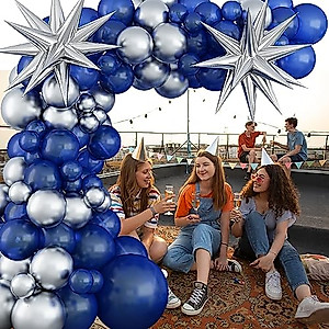 Royal Blue and Silver Balloon Garland Kit, 108pcs Blue and Silver Balloons,Navy Blue and Silver Balloons with Royal Blue and Silver Balloon for Birthday Party, Weddings, Baby Shower, Anniversaries