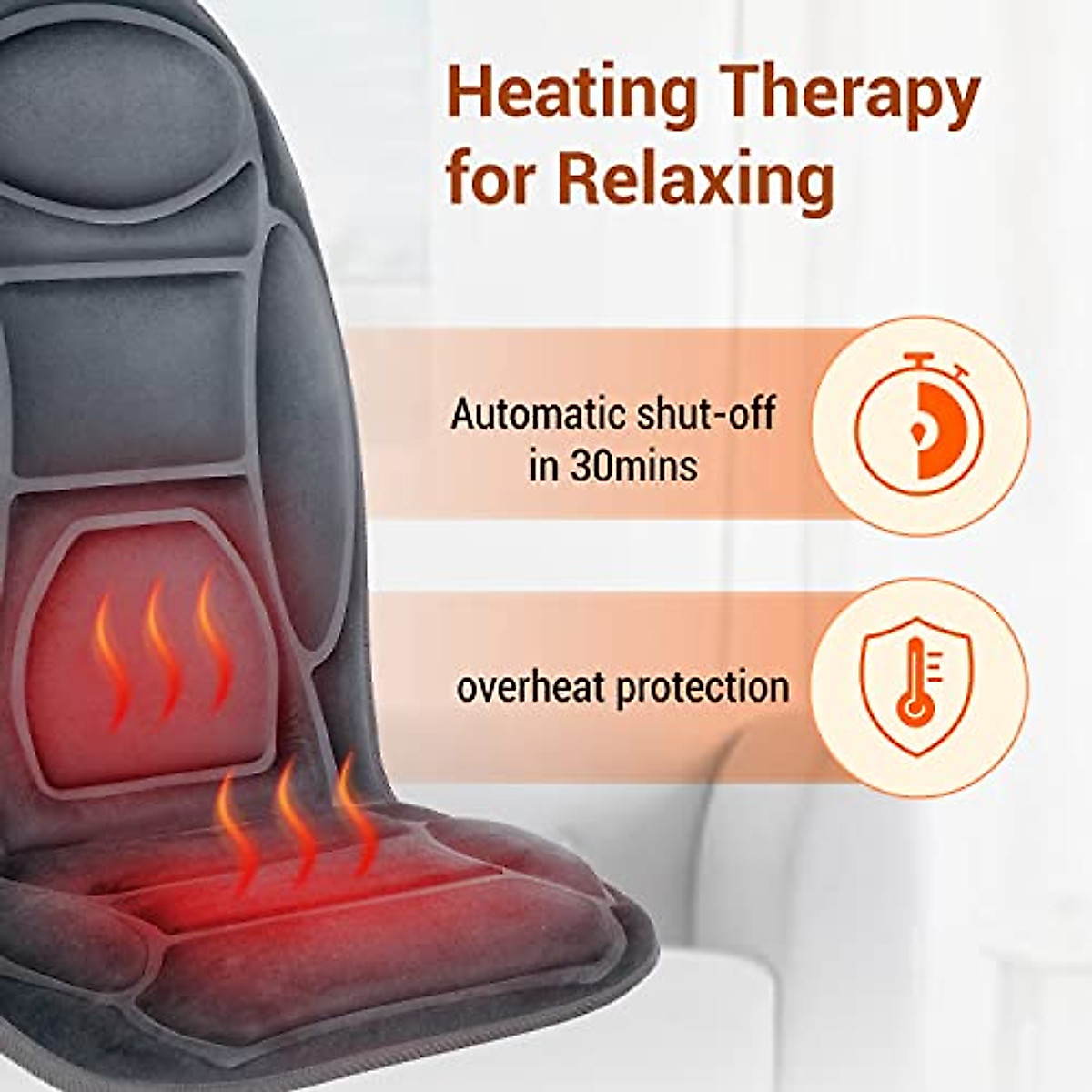 Seat Massager Massage Chair Pad with Heat, 8 Vibration Massage Nodes & 4 Massage Modes for Home Office Chair or Home Couch to Relieve Stress Fatigue for Back Shoulder and Thighs(Gray)