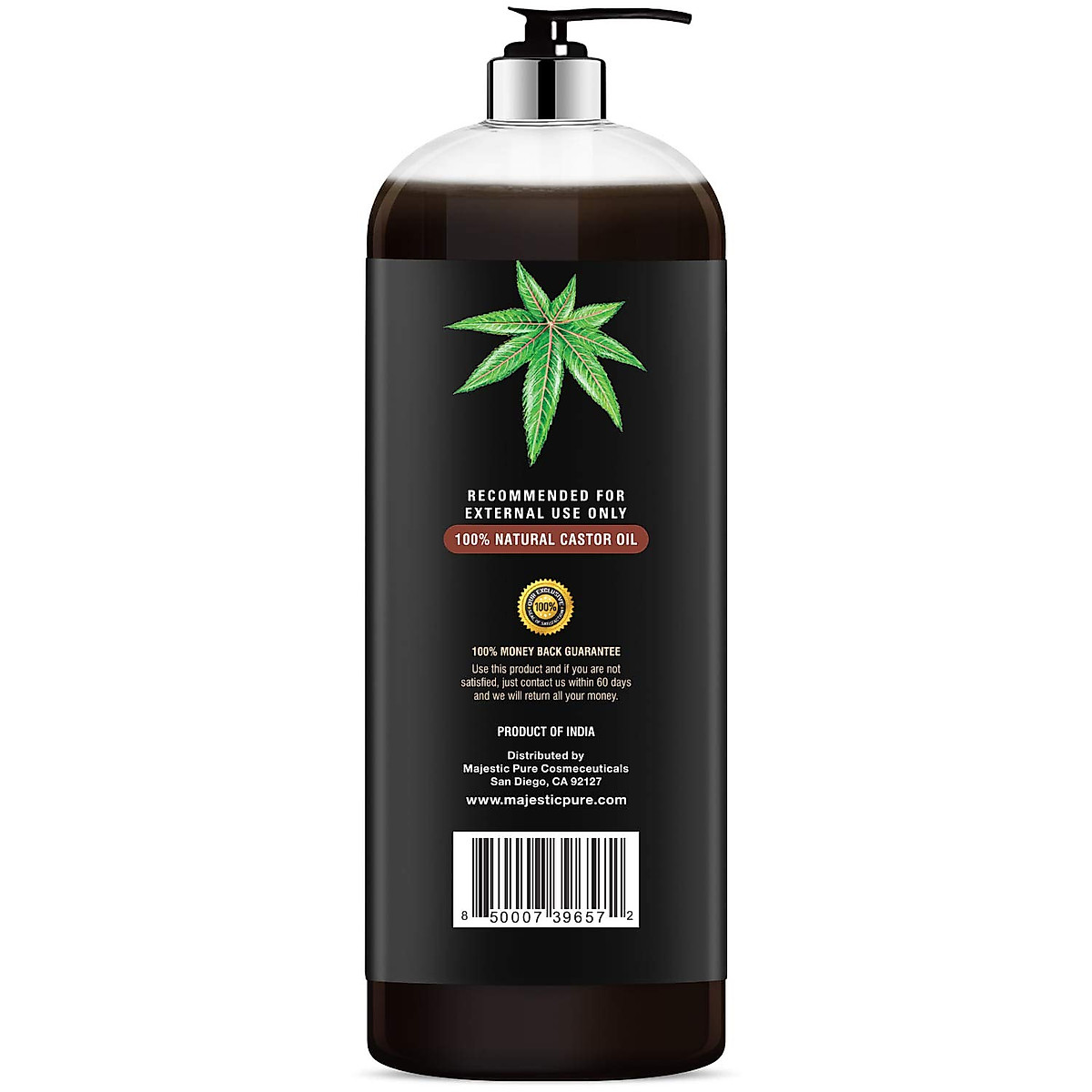 MAJESTIC PURE Jamaican Black Castor Oil for Hair Growth & Natural Skin Care - Roasted & Cold-Pressed - Massage, Scalp, Hair and Nails - 16 fl oz