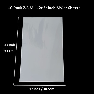10 Pack 7.5 Mil Blank Stencil Sheets 12 x 24 inch Mylar Sheet Milky Translucent PET Blank Stencil Making Sheet Blank Mylar Templates for DIY Art Craft, Cricut, Silhouette, Template Material