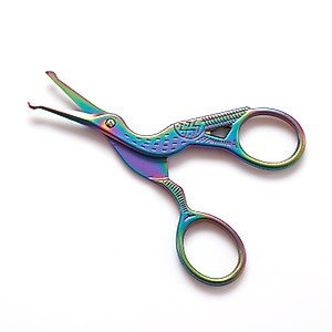 YJSStriving Nose Hair Scissors Rounded Tip Facial Hair Scissors Blunt Tip Scissors for Eyebrows Facial Hair, Nose Hair, Mustache, Eyelashes, Beard Trimming (Rainbow)