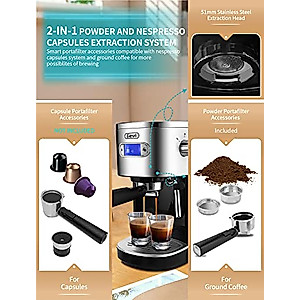 Gevi Espresso Machines 20 Bar Fast Heating Automatic Cappuccino Coffee Maker with Foaming Milk Frother Wand for Espresso, 1.2L Removable Water Tank, Double Temperature Control System 1350W, Black