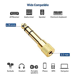 Cable Matters 5-Pack 1/4 to 1/8 Headphone Adapter (3.5mm to 1/4 Adapter, 6.35mm to 3.5mm Adapter)