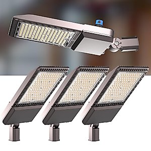 3Pack 320W LED Parking Lot Light (44800LM Eqv 1200W HID/HPS) 5000K SlipFitter Mount LED Pole Light with Dusk to Dawn, Outdoor Area Lighting (Coverage: 66~110Ft at Height:30~50Ft)