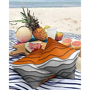 Pack of 2 Decorative Pillow Covers Outdoor Indoor Throw Pillow Cases Ombre Abstract Orange and Grey Geometric Waterproof Covers for Couch Garden Patio Pillows 16x16 inch