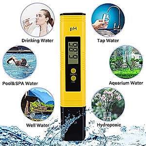 Digital pH Meter, ±0.01 High Accuracy Water Quality Tester Pen with 0-14 pH Measurement Range,for Household Drinking Water, Swimming Pool,Aquarium and Fishpond Water,pH Tester Design with ATC