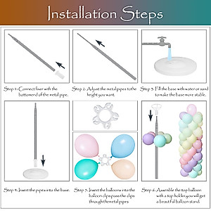 Metal Balloon Column Stand Kit Set of 2, 80 Inch Height Adjustable Balloon Tower Holder for Birthday, Wedding, Baby Shower, Graduation Party Decoration (2 sets)