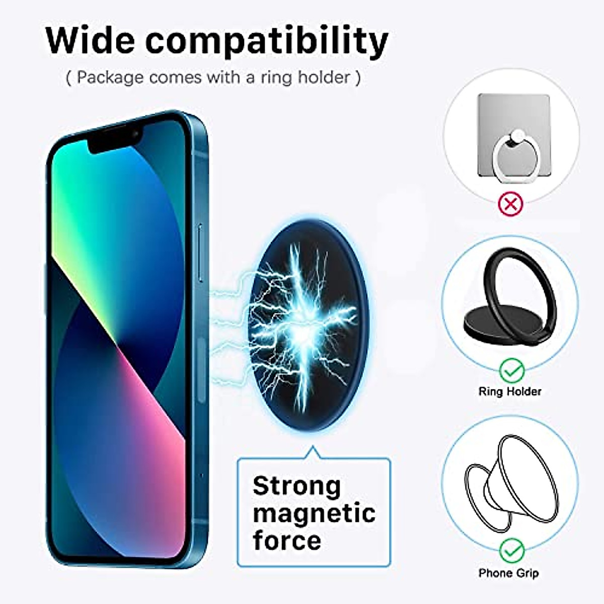 Lendouble Magnetic Disk Base for Magsafe Accessories, Removable Magnet Plate Compatible with iPhone 14/13/12 Pro Max Mini & Mag Case, Non Adhesive Mag Safe Disc Designed for P-Socket Grip/Ring Holder