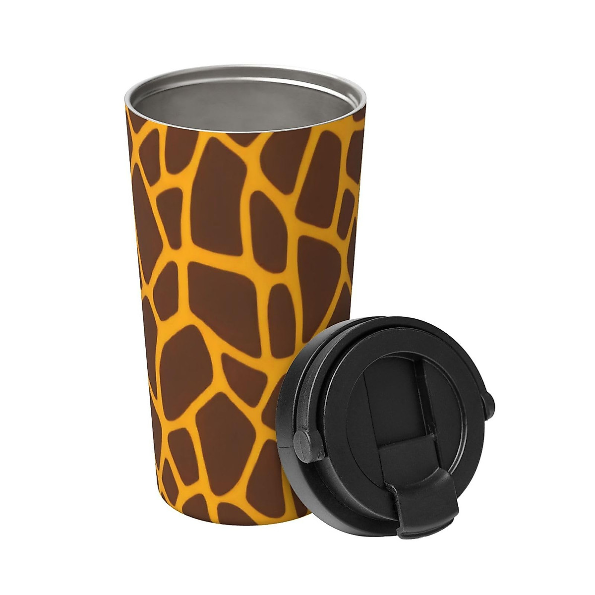 Insulated Coffee Mug Giraffe Print 17oz Double Wall Vacuum Stainless Steel Tumbler With Leak-Proof Lid And Handle, Cute Travel Thermos Mug For Cold Hot Drinks